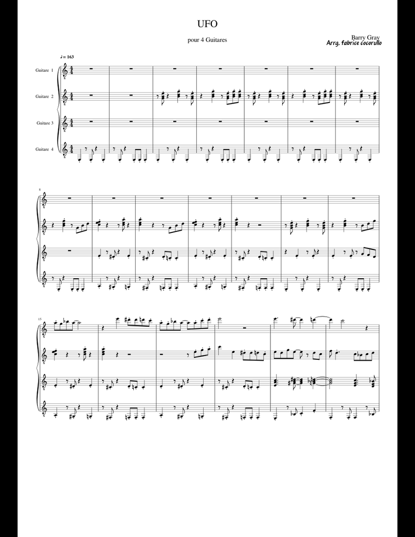 UFO Quatuor pour guitare sheet music for Guitar download free in PDF or ...