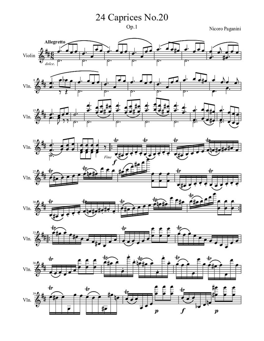 24 Caprices No.20 Sheet music | Download free in PDF or MIDI ...