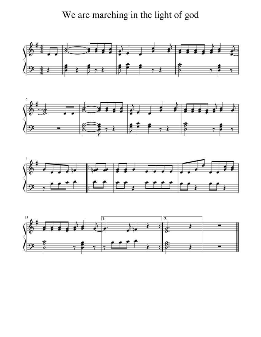We are marching in the light of god Sheet music for Piano | Download free in PDF or MIDI ...