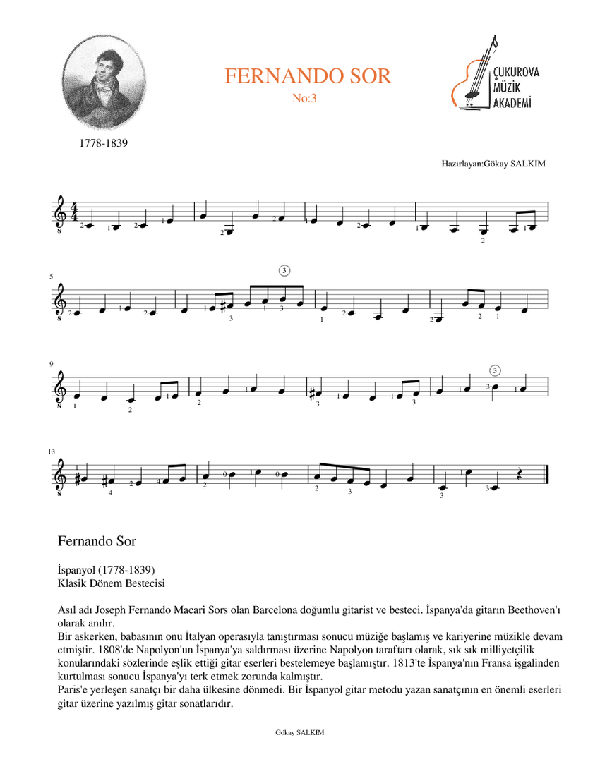 Fernando Sor 3 Sheet music for Guitar | Download free in PDF or MIDI ...