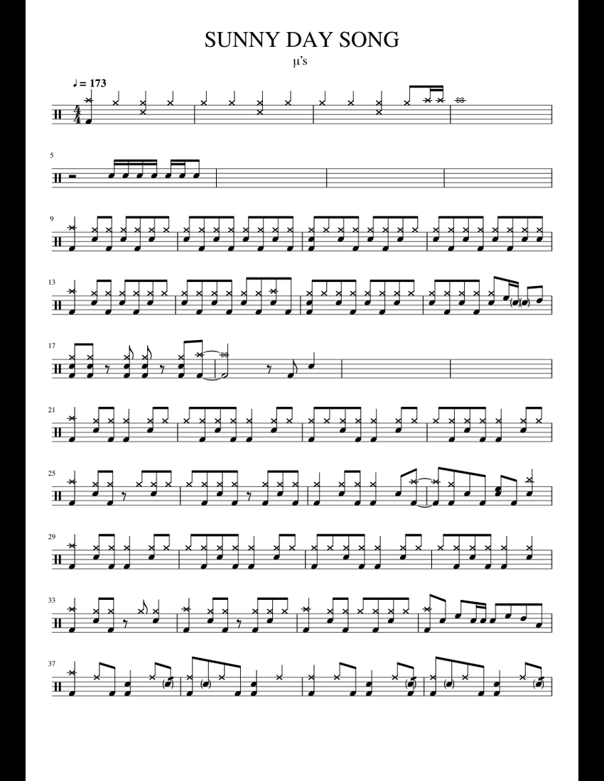 SUNNY DAY SONG sheet music for Percussion download free in PDF or MIDI