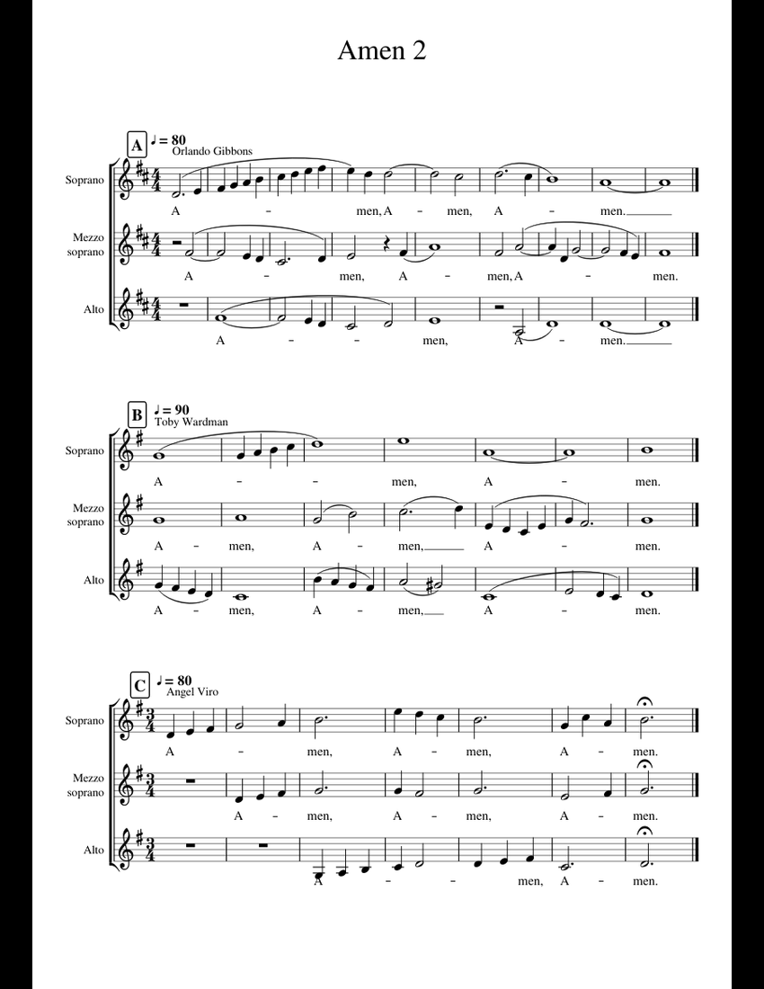 Amen 2 sheet music for Voice download free in PDF or MIDI