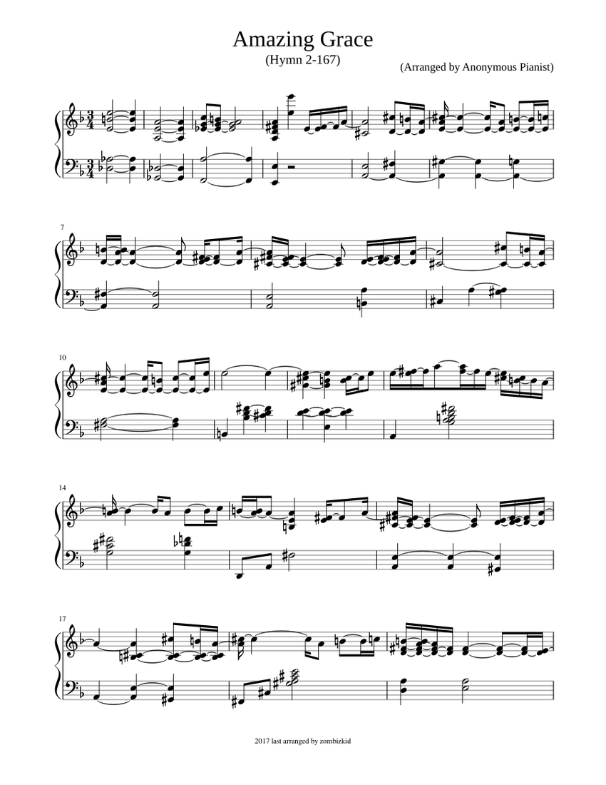 Amazing Grace Sheet music for Piano | Download free in PDF or MIDI ...