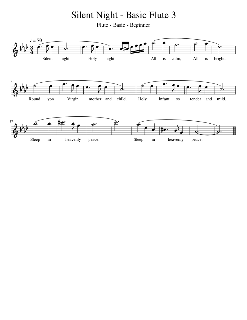Silent Night - Basic Flute 3 Sheet music for Flute | Download free in ...