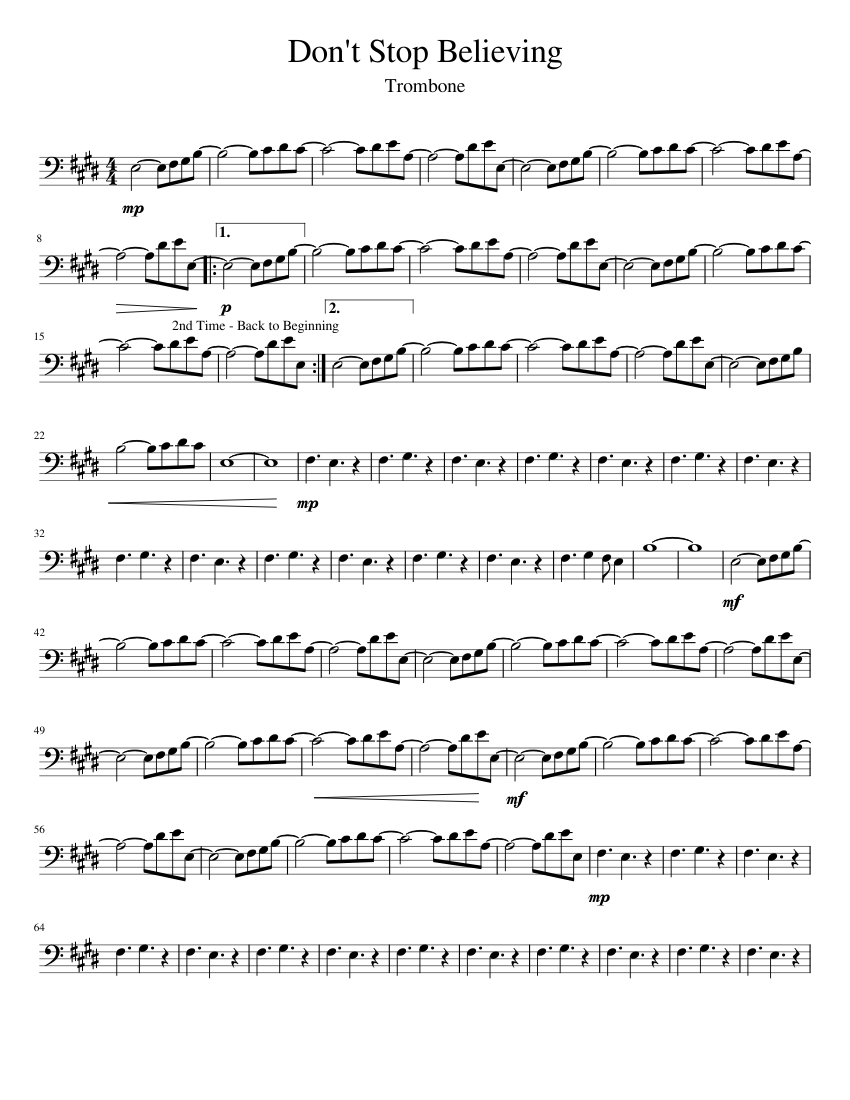 Don't Stop Believing (Trombone) Sheet music for Trombone (Solo) | Musescore.com