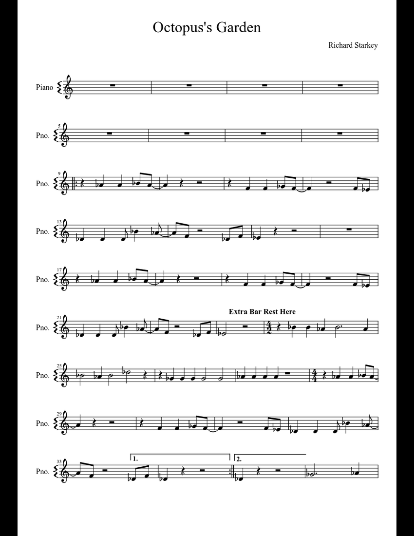 Octopus's Garden for Alto Saxophone sheet music download free in PDF or ...