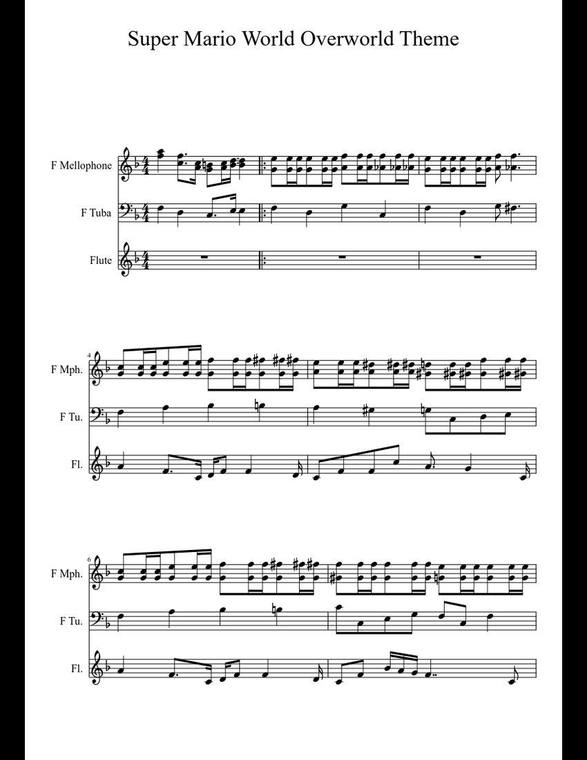 Super Mario World Overworld Theme sheet music download free in PDF or MIDI