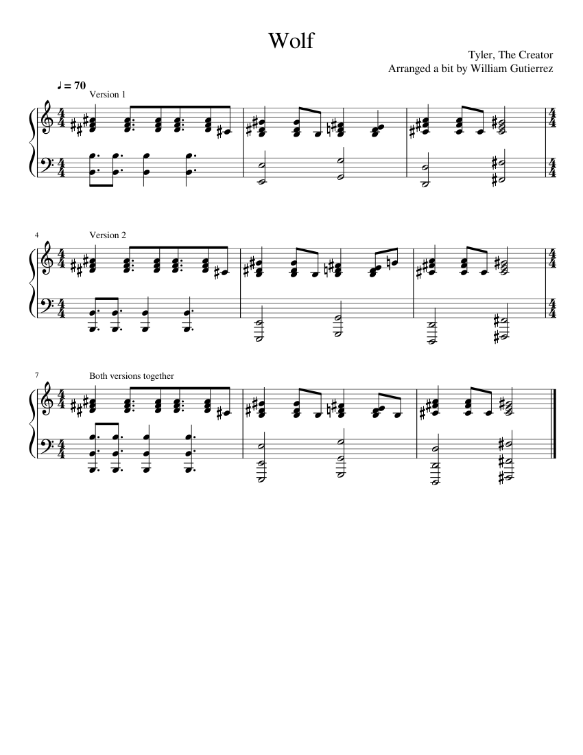 Wolf Sheet music for Piano | Download free in PDF or MIDI | Musescore.com
