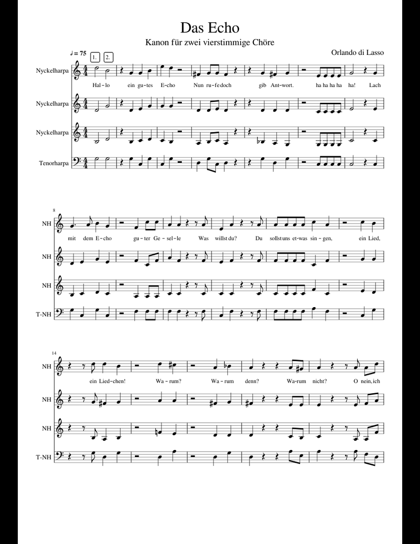 Das Echo sheet music for Viola, Cello download free in PDF or MIDI