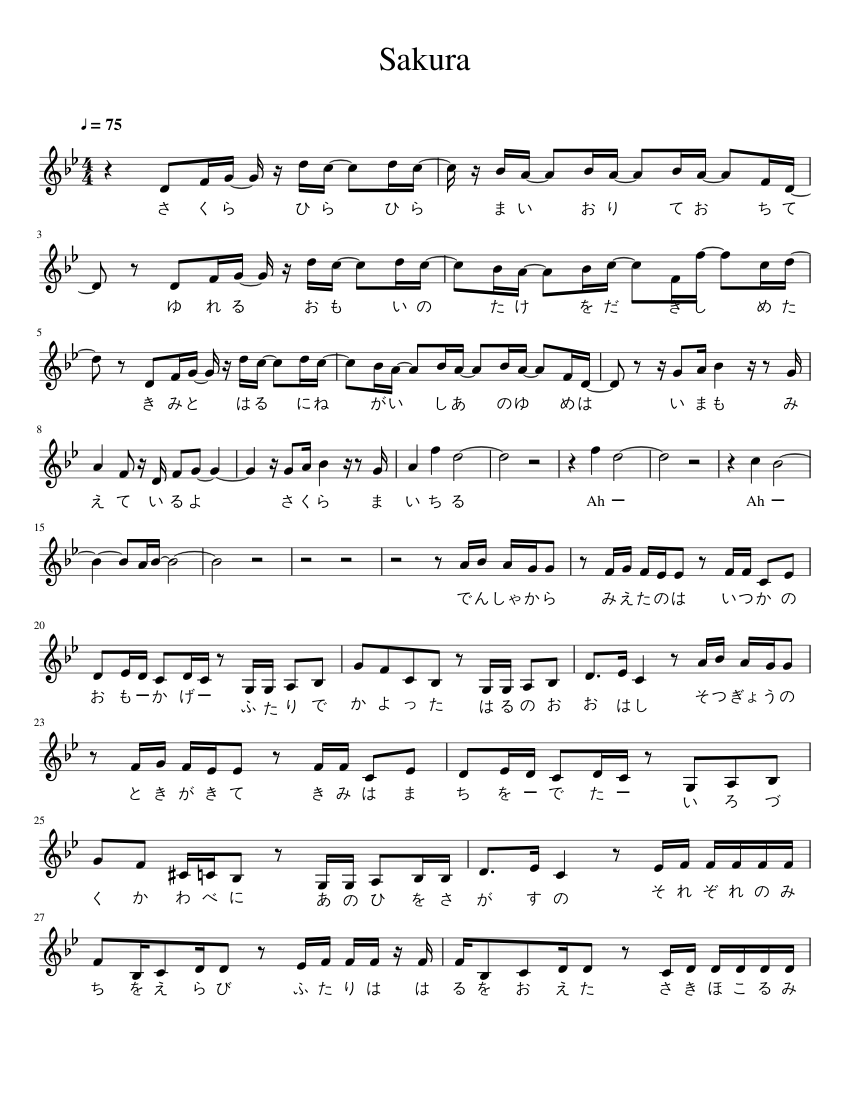 Sakura Sheet music for Clarinet | Download free in PDF or MIDI ...