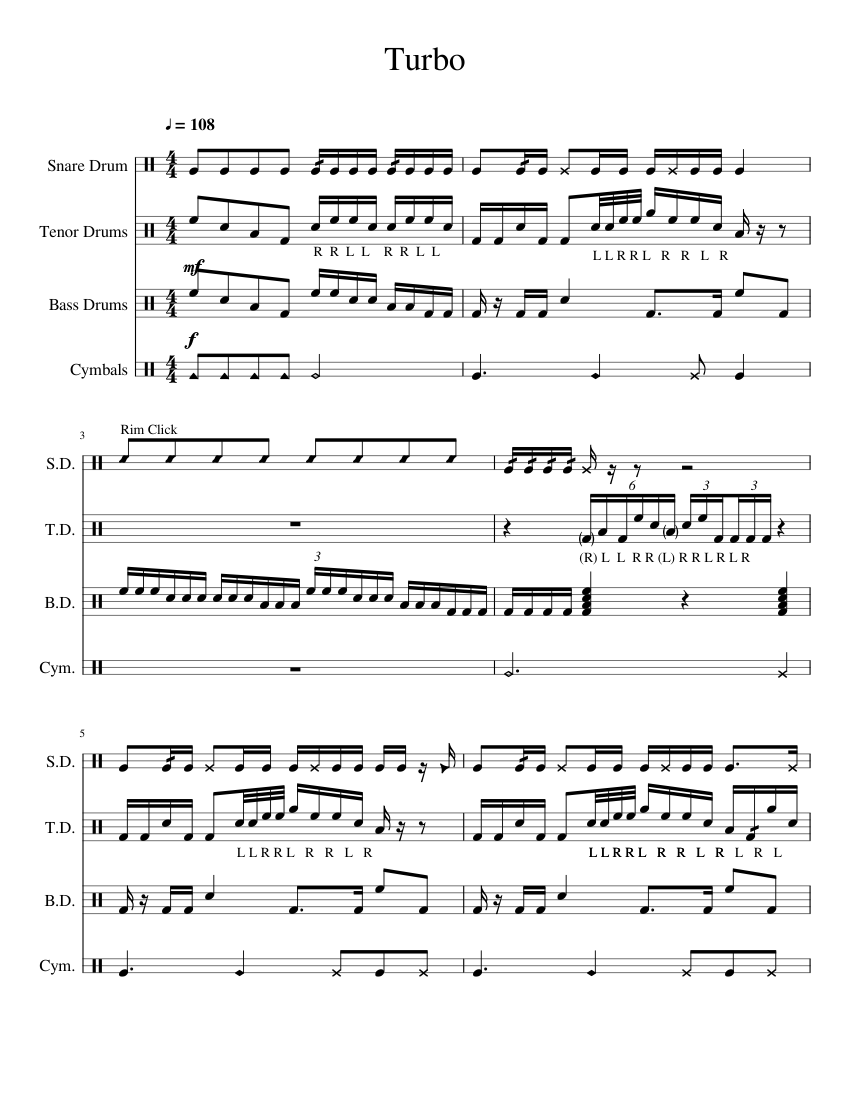Turbo Sheet music for Percussion | Download free in PDF or MIDI ...