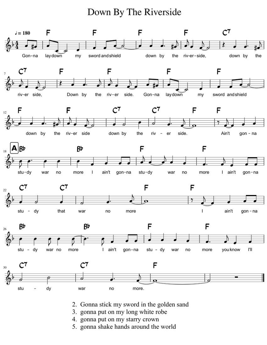 Down By The Riverside Sheet music | Musescore.com