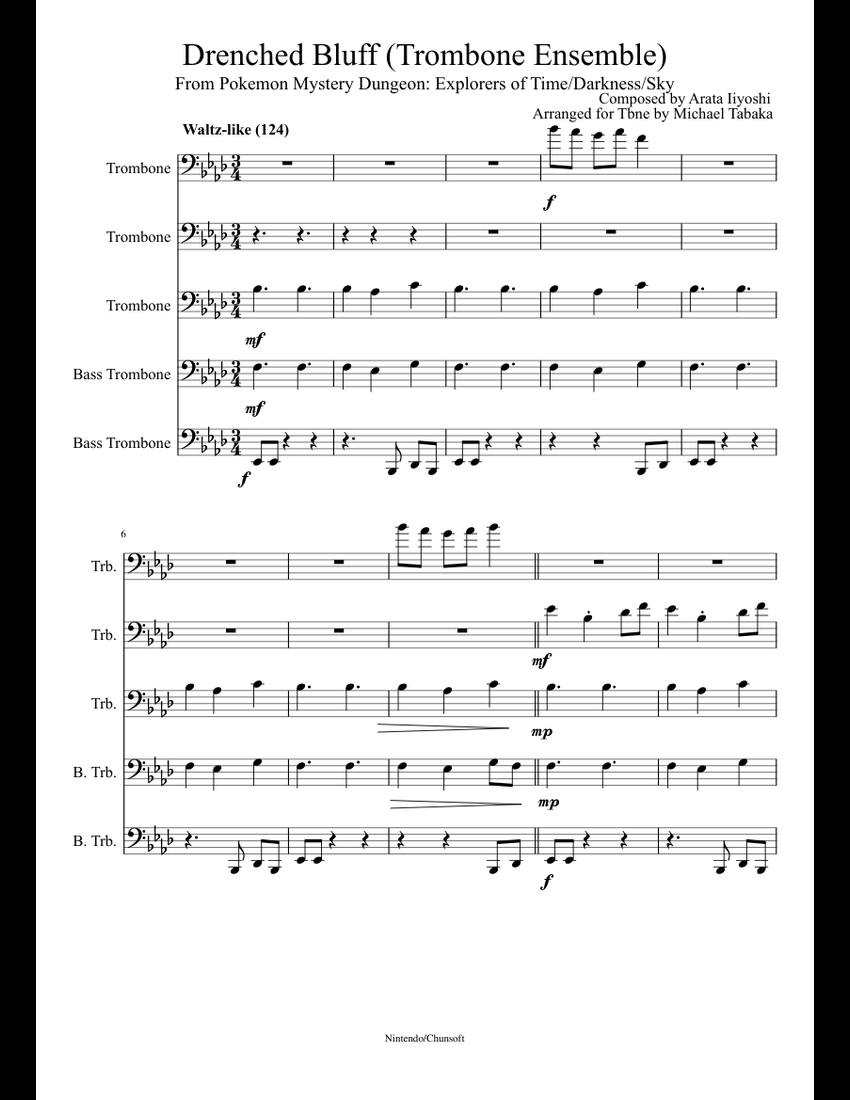 PMD2- Drenched Bluff (Trombone Ensemble) sheet music for Trombone ...