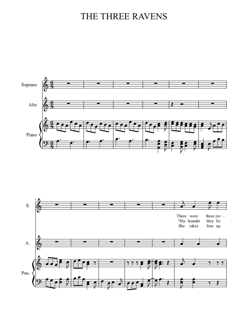 THE THREE RAVENS Sheet music for Piano (Solo) | Musescore.com