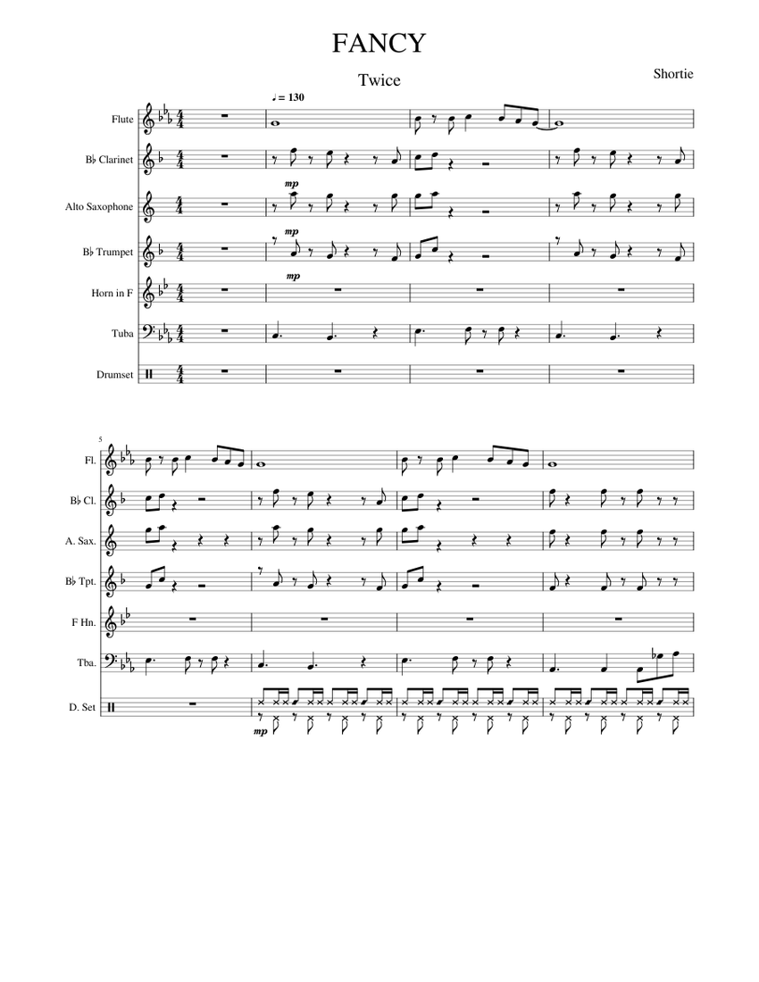 TWICE- Fancy sheet music for Flute, Clarinet, Alto Saxophone, Trumpet ...