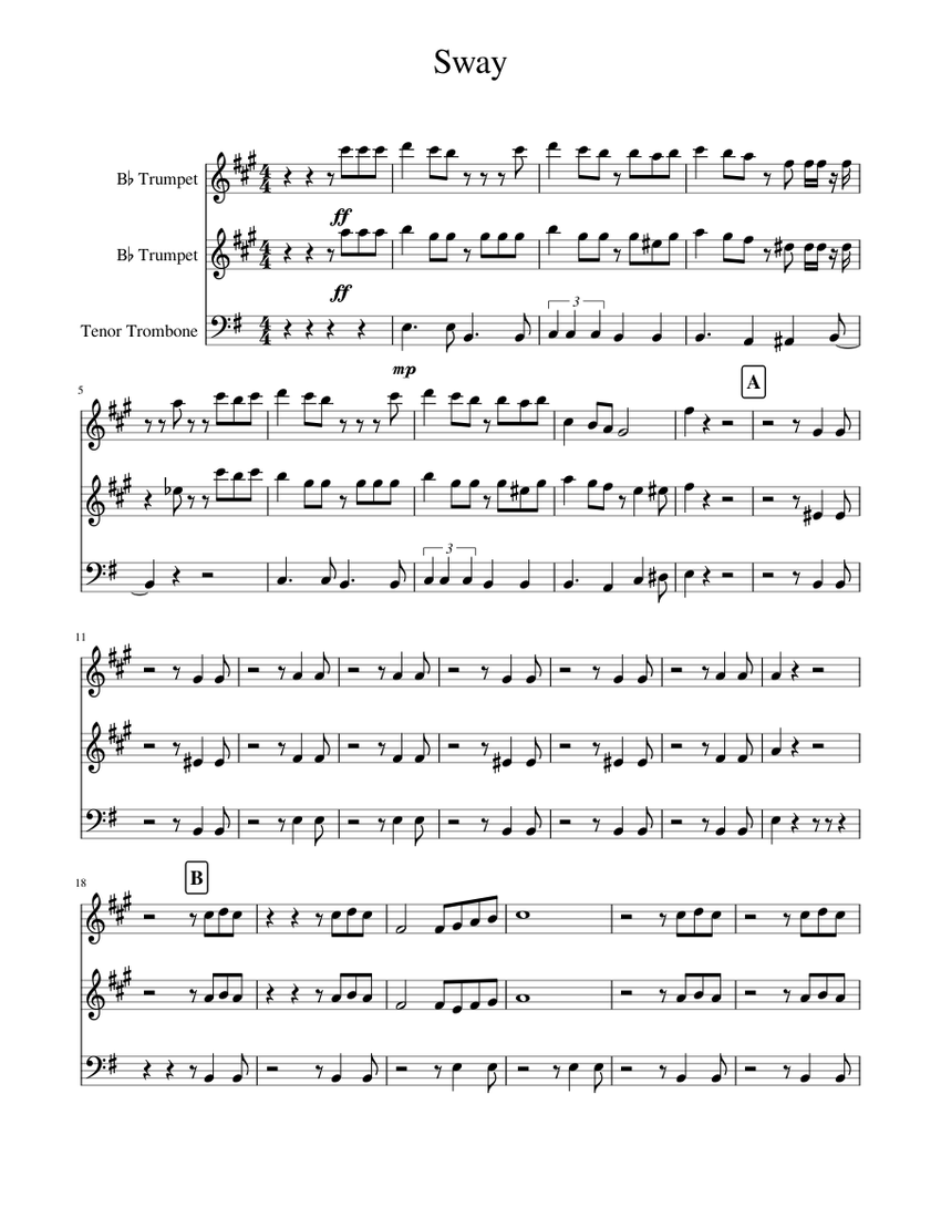 Sway Sheet music for Trumpet, Trombone | Download free in PDF or MIDI ...