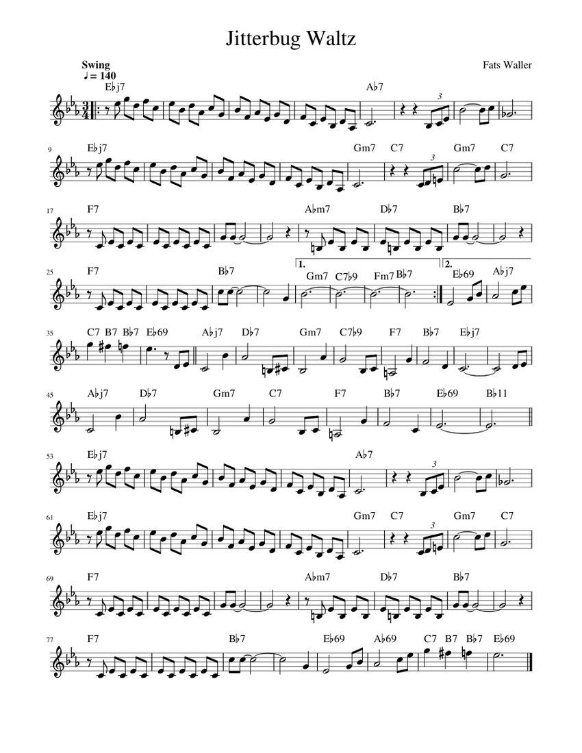 Jitterbug Waltz Sheet music for Piano (Solo) | Musescore.com
