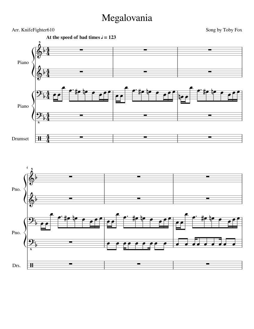 Megalovania sheet music for Piano, Percussion download free in PDF or MIDI