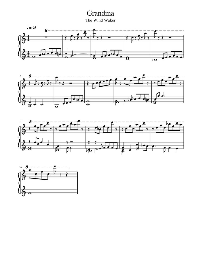Grandma - Zelda Wind Waker Sheet music for Piano | Download free in PDF ...