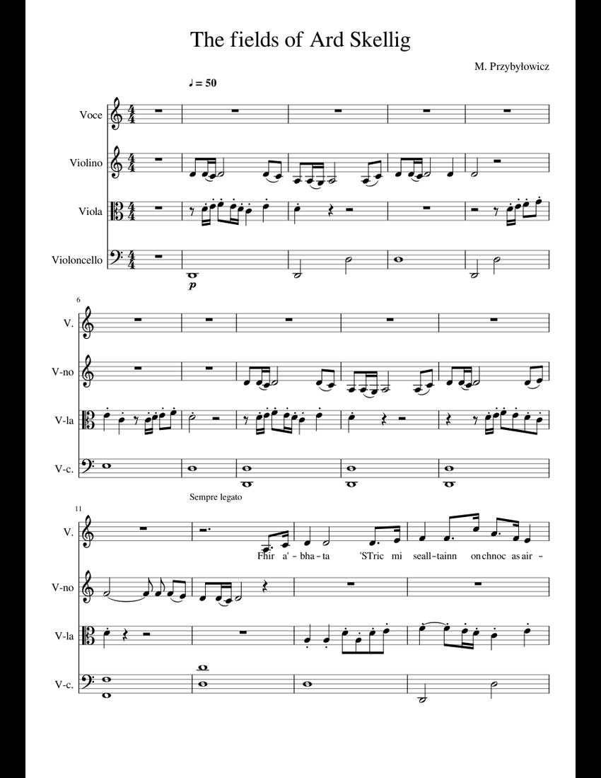 The fields of Ard Skellig - The witcher 3 sheet music for Violin, Voice ...
