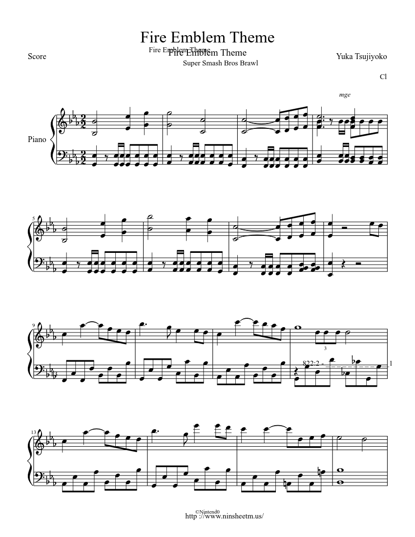 Fire Emblem Theme sheet music for Piano download free in PDF or MIDI