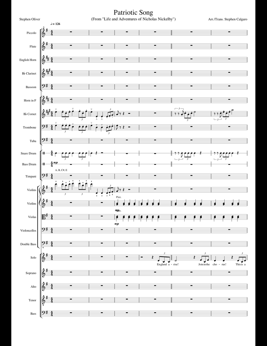 Patriotic Song - Stephen Oliver sheet music for Flute, Clarinet, Piano ...