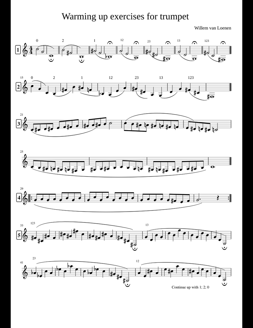 Warming up exercises for trumpet sheet music for Trumpet download free ...