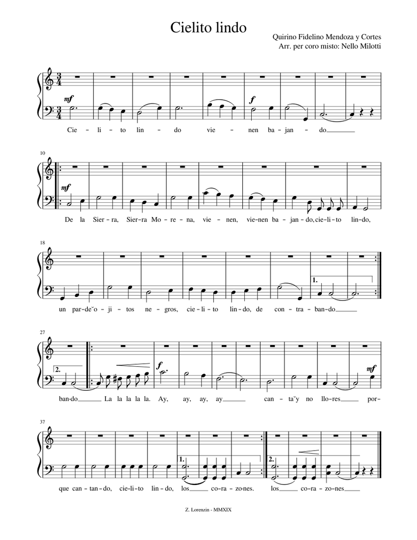 Cielito lindo Sheet music for Piano (Solo) | Musescore.com