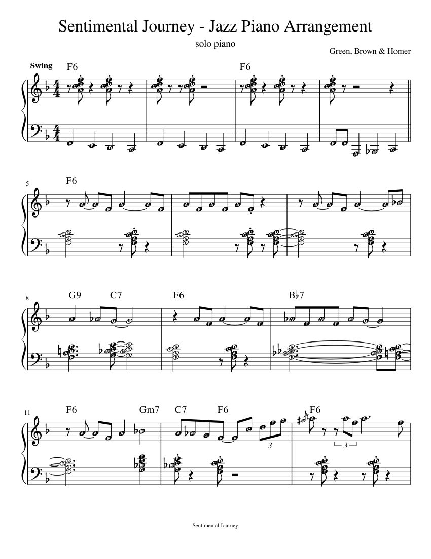 Sentimental Journey Jazz Piano Arrangement Sheet music for Piano (Solo ...