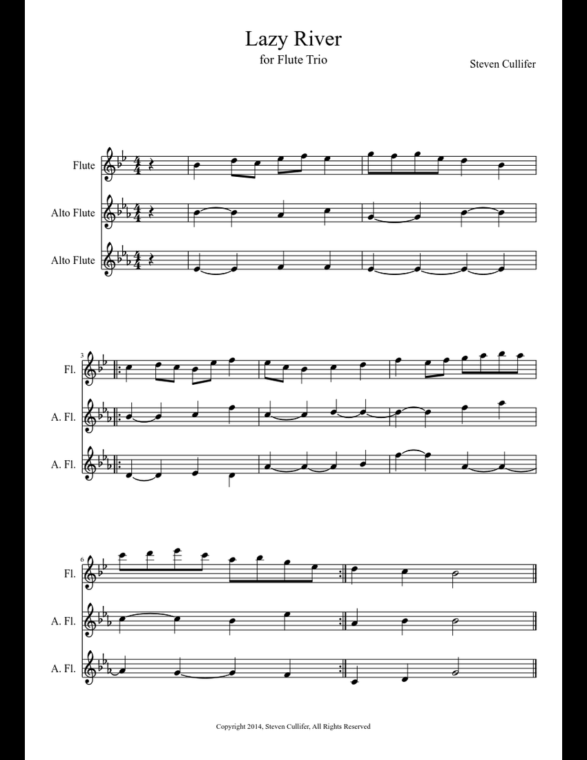 Lazy River (for Flute Trio) sheet music for Flute download free in PDF ...