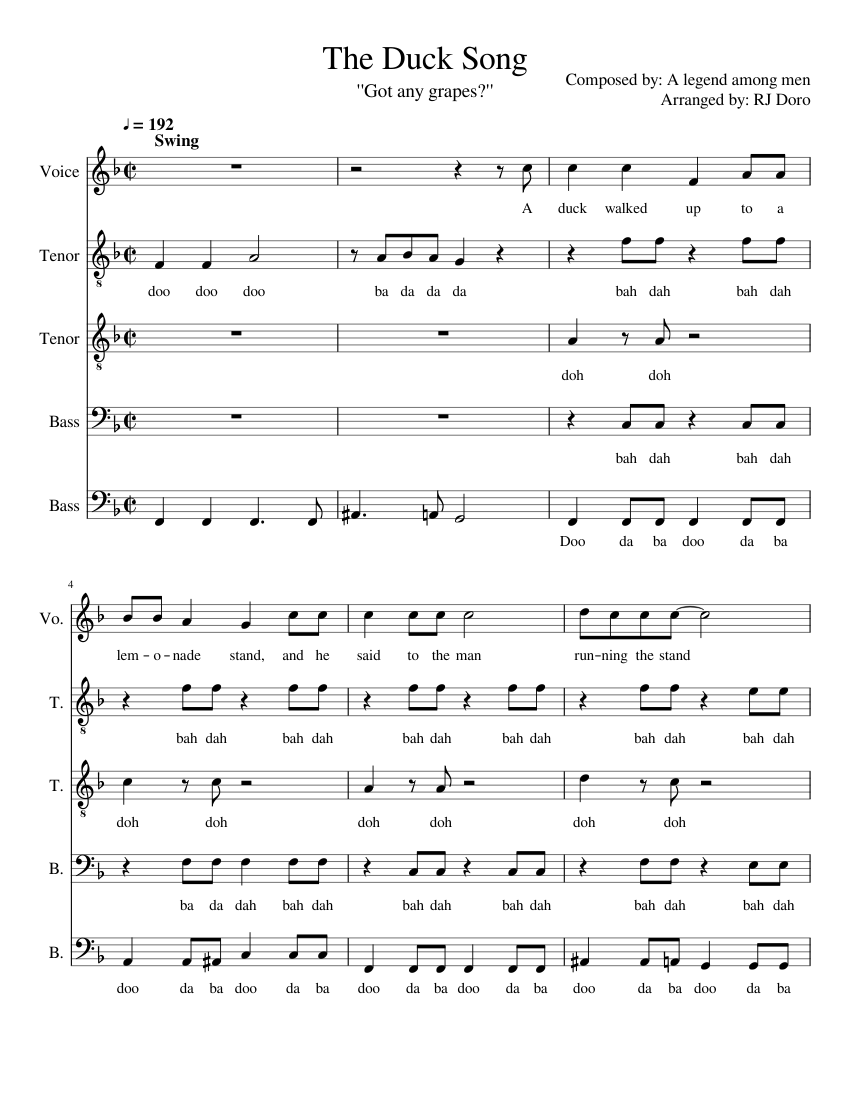 The Duck Song sheet music for Piano download free in PDF or MIDI
