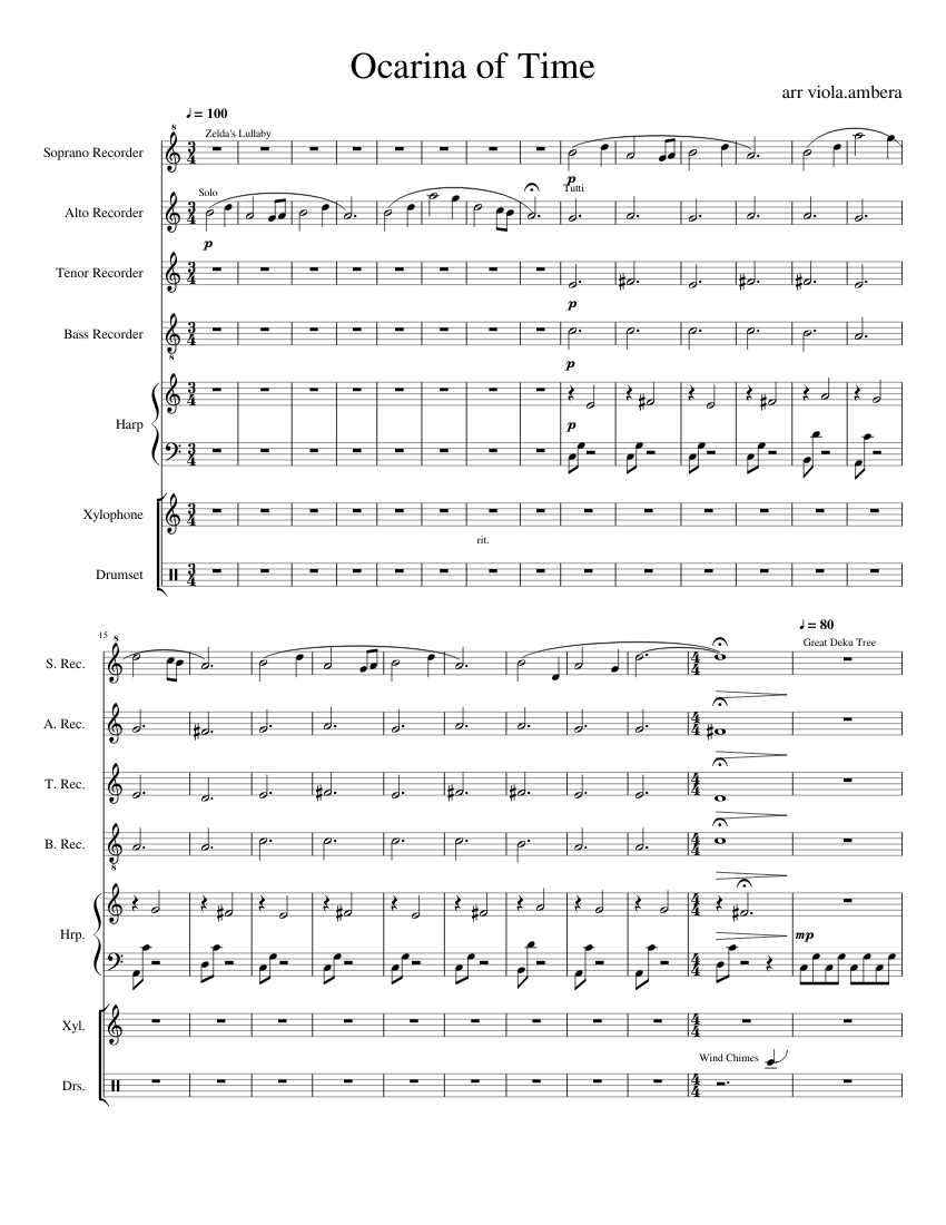 Ocarina of Time arranged for Recorder Consort Sheet music | Download ...