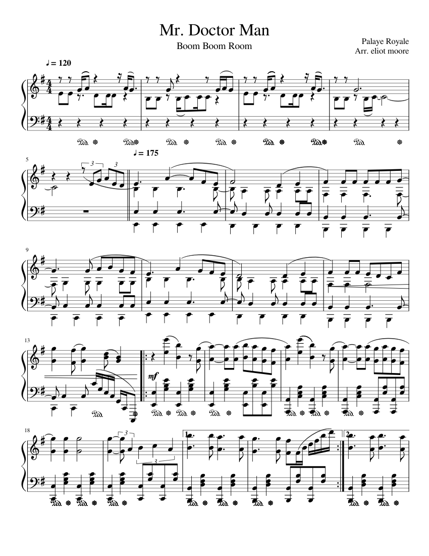 Mr Doctor Man - Palaye Royale sheet music for Piano download free in ...