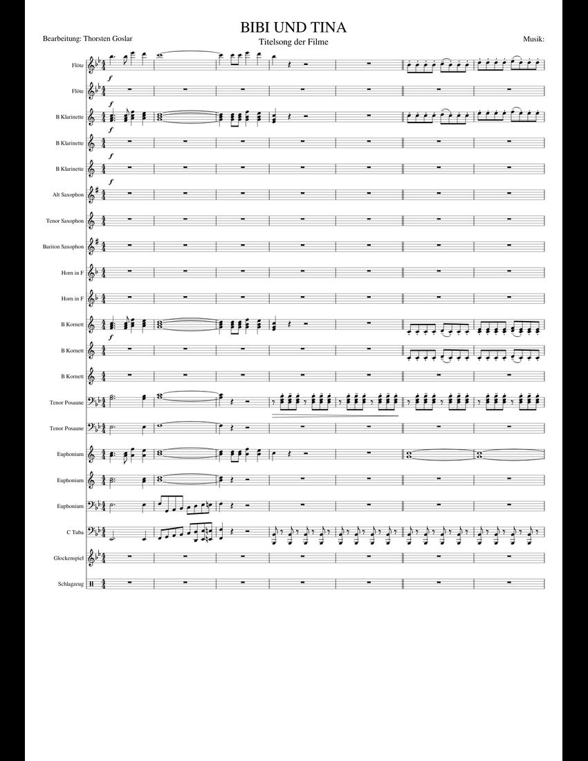 BIBI UND TINA sheet music for Flute, Clarinet, Alto Saxophone, Tenor ...