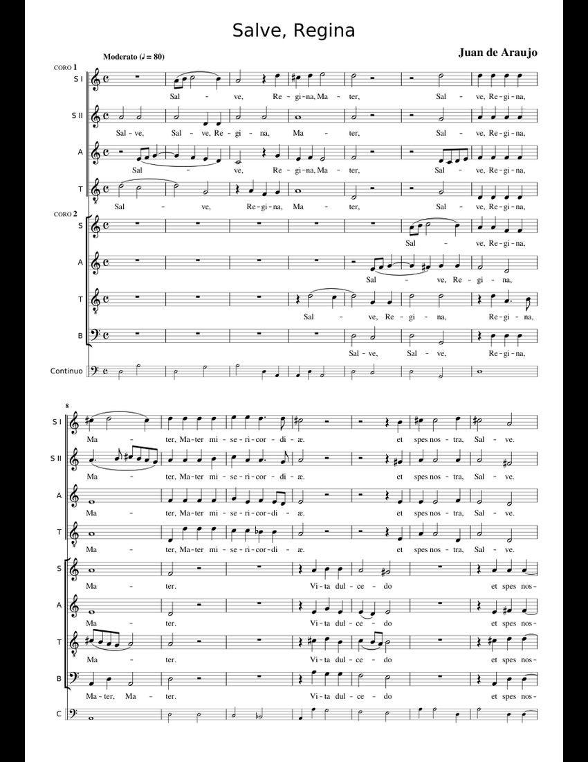 Salve, Regina (Juan de Araujo) sheet music for Voice, Organ download free in PDF or MIDI