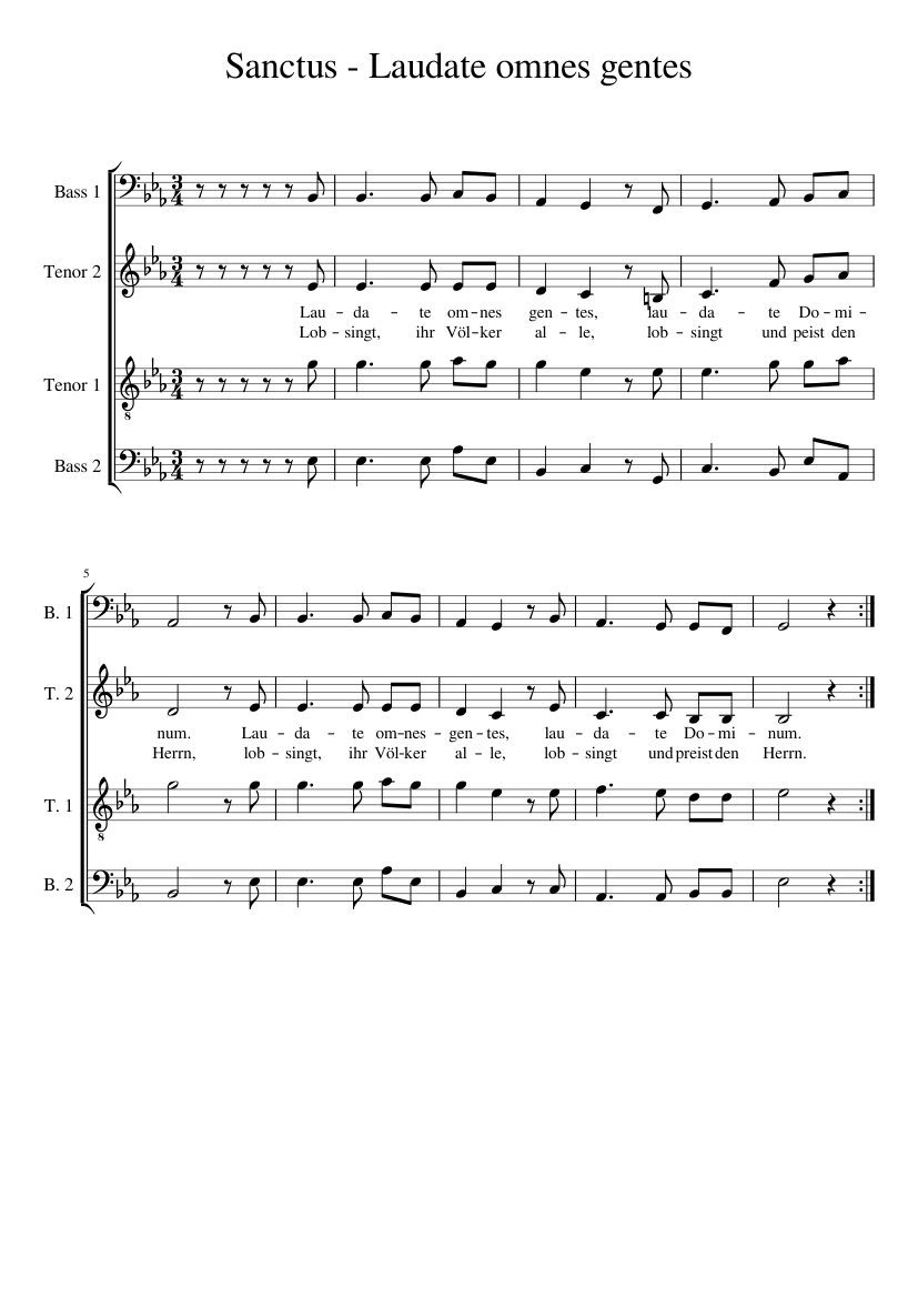 Sanctus - Laudate omnes gentes sheet music for Voice download free in ...