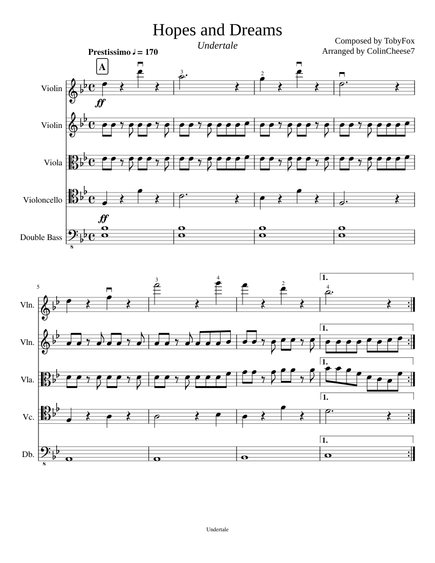 Hopes and Dreams: String Orchestral Arrangement Sheet music for Violin, Cello, Viola, Contrabass ...