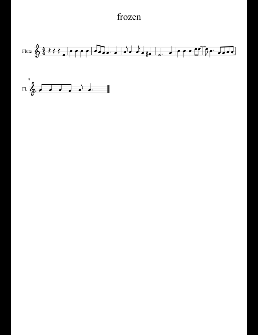 Frozen sheet music for Flute download free in PDF or MIDI