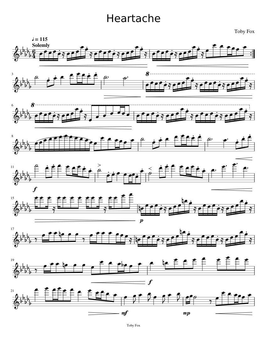 Undertale: Heartache Sheet music for Flute | Download free in PDF or ...