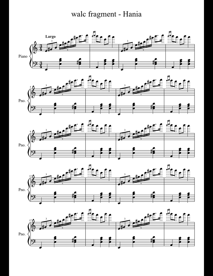 Walc Hania sheet music for Piano download free in PDF or MIDI
