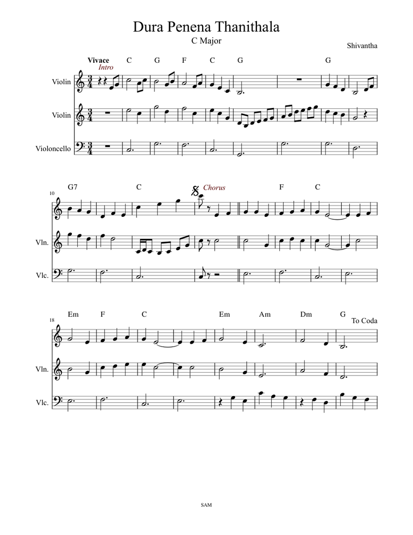 Dura Penena Thanithala Sheet music | Download free in PDF or MIDI ...
