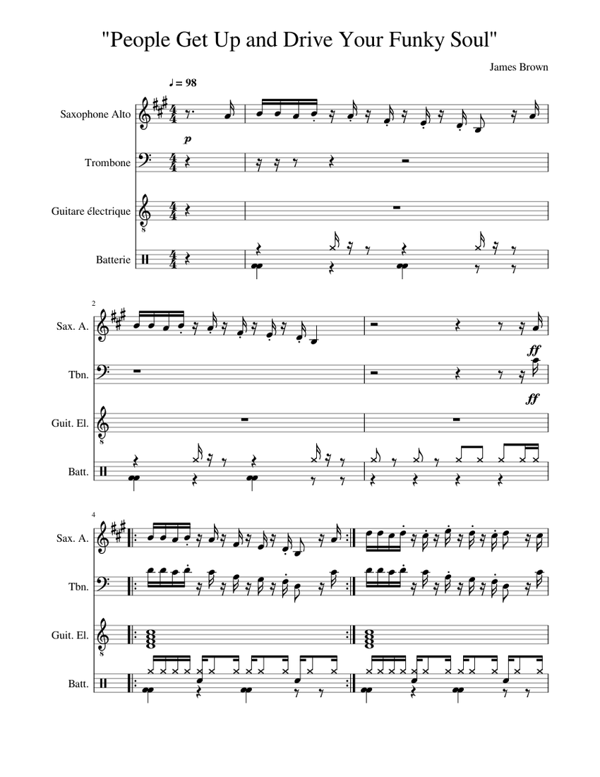 People Get Up and Drive Your Funky Soul sheet music for Alto Saxophone ...