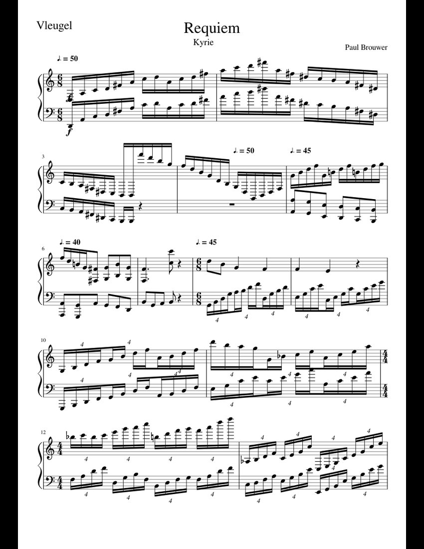 Requiem sheet music for Piano download free in PDF or MIDI