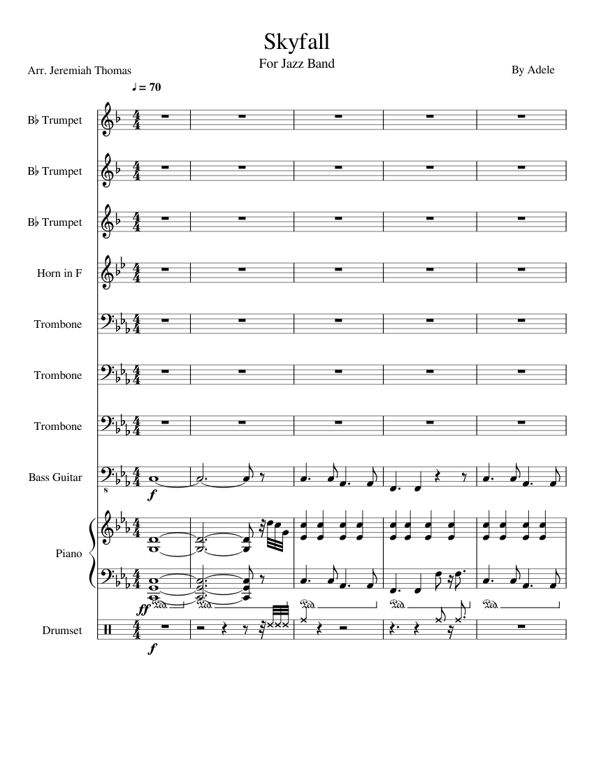 Skyfall - Jazz Band Sheet music for Piano, Trumpet, French Horn ...