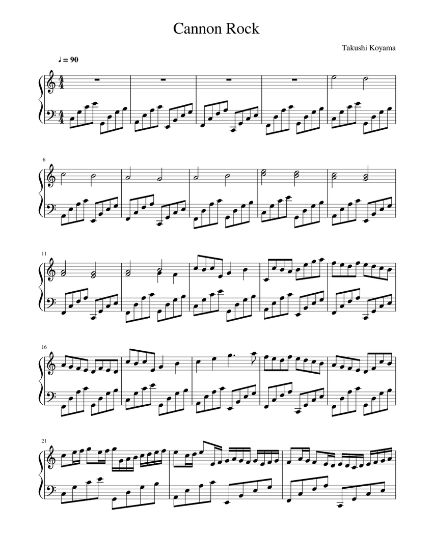 Canon Rock Sheet music for Piano | Download free in PDF or MIDI | Musescore.com
