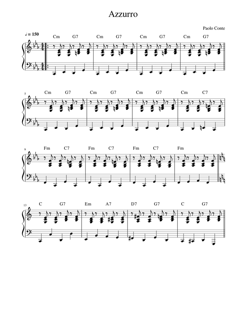 Azzurro Sheet music for Piano | Download free in PDF or MIDI | Musescore.com
