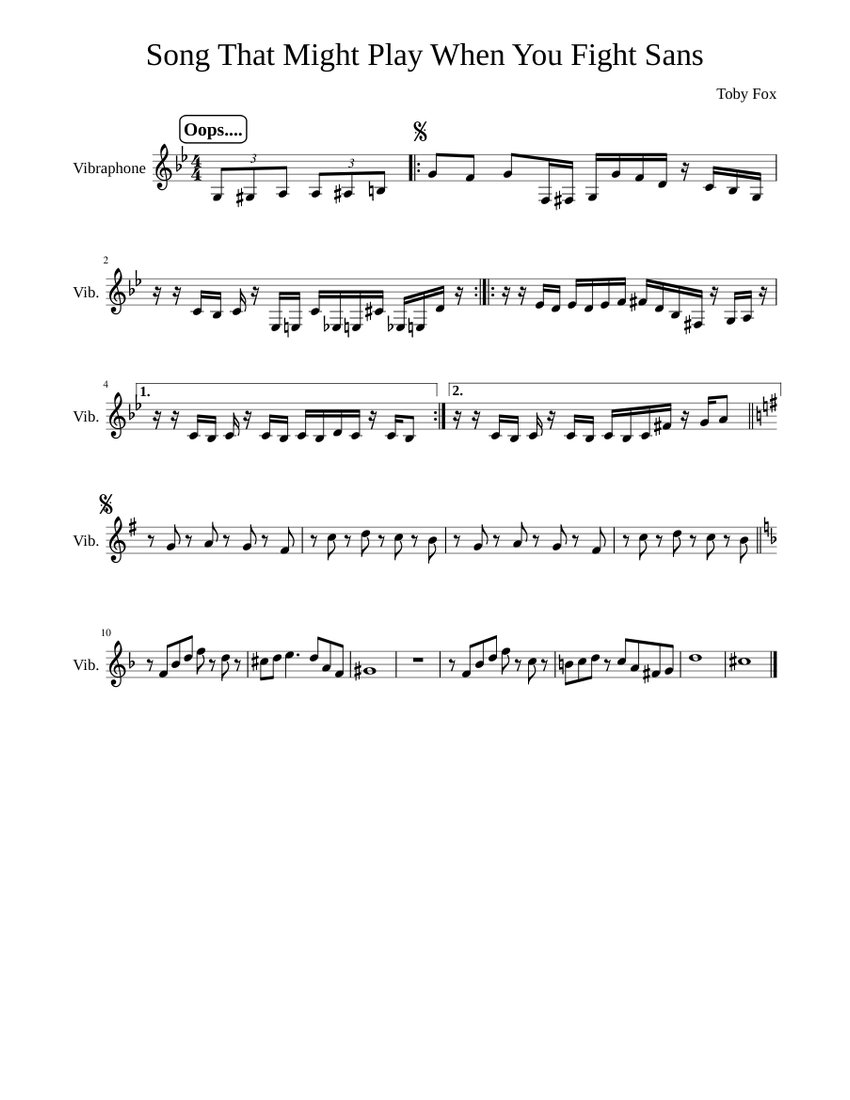 Song That Might Play When You Fight Sans Sheet music for Percussion ...