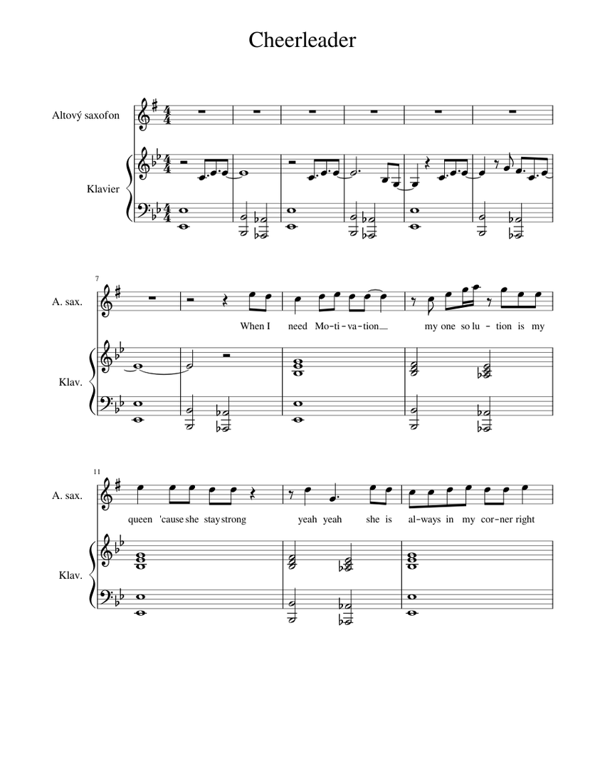 Cheerleader klav r sax Sheet music for Piano, Saxophone (Alto) (Solo ...