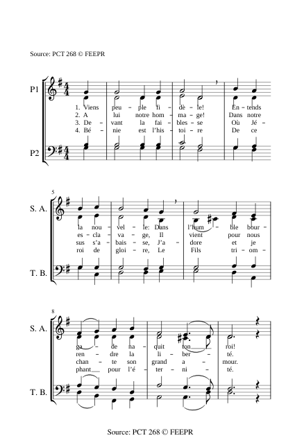 209. Viens peuple fidèle Sheet music for Piano | Download free in PDF ...