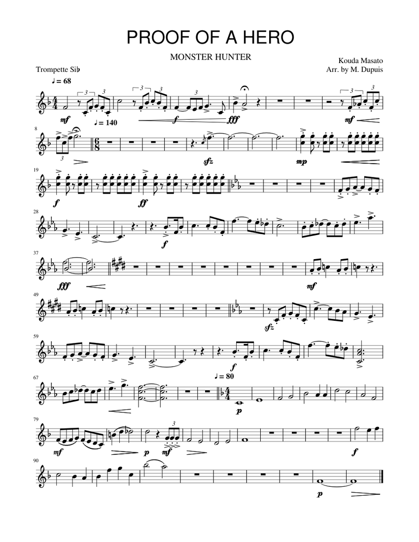 PROOF OF A HERO trumpet Sheet music for Trumpet | Download free in PDF ...